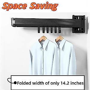 Lora Dew Clothes Rack,Drying Rack Clothing Wall Mounted,Collapsible Drying Racks for Laundry,Hanging Racks for Clothes,Retractable Laundry Hanger Rack Indoor,Grey