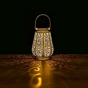 Kurala Solar Lantern Outdoor, 2 Pack Retro Metal Solar Lights Outdoor Waterproof with Handle, Warm White LED Solar Garden Lights for Fence Patio Pathway Yard