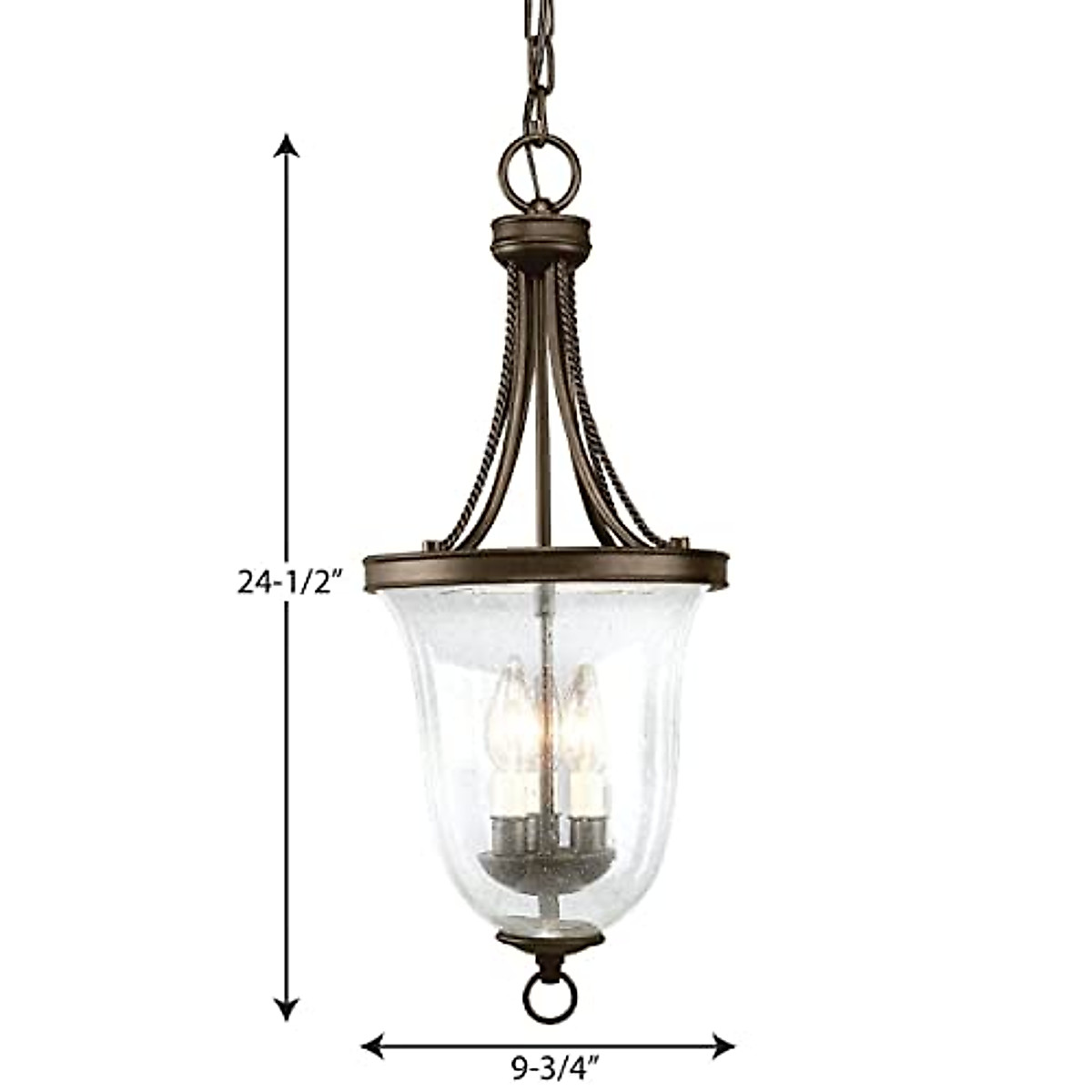 Progress Lighting P3753-20 Seeded Glass Hall & Foyer, Bronze