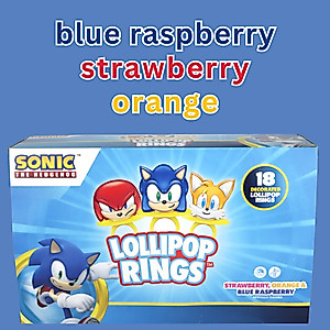 Imaginings 3 Sonic the Hedgehog Individually Wrapped Lollipop Rings, Knuckles and Tails Decorated Candy, Birthday Party Favors, 18 Count