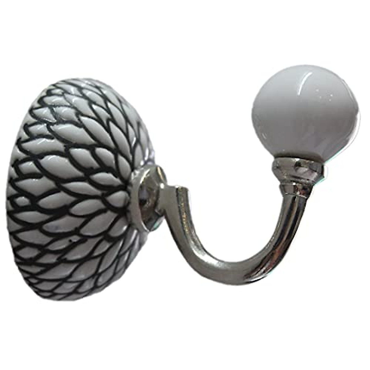 PARIJAT HANDICRAFT Hand Painted Beautifully Black & White Colored Ceramic Wall Hook Hanger Key Holder hat Clothes hangings Bath Towel Hook Hanger.