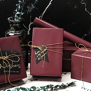 RUSPEPA Wine Red Wrapping Paper Solid Color for Halloween, Wedding, Birthday, Shower, Congrats, and Holiday - 30 inches x 32.8 feet