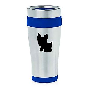 16oz Insulated Stainless Steel Travel Mug Coffee Mug Tumbler Yorkie (Blue)
