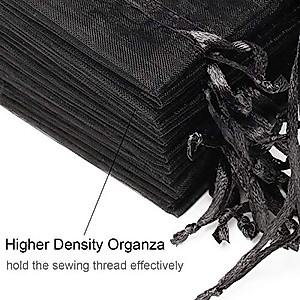 Akstore 100PCS 4x6inch (10x15cm) Drawstring Organza Jewelry Favor Pouches Wedding Party Festival Gift Bags Candy Bags (Black)