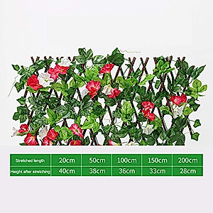 Retractable Artificial Wooden Fence, Retractable Artificial Wooden Fence with Flowers Privacy Fence, Retractable Artificial Wooden Fence