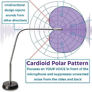 ECS WordSeeker Professional Gooseneck Conference Microphone 3.5 mm, Fully Adjustable Podium Mic, Heavy Duty Stainless Steel Neck