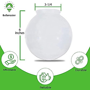 BULBMASTER Glass Light Cover Safety Globe Guard for Kitchen Hood Light Bulb Cover Vaporproof Glass (6 Inch White Globe)