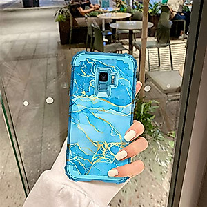 Casetego for Galaxy S9 Case,Heavy Duty Shockproof 3 Layer Hard PC+Soft Silicone Bumper Rugged Anti-Slip Protective Cases for Samsung Galaxy S9,Blue Marble