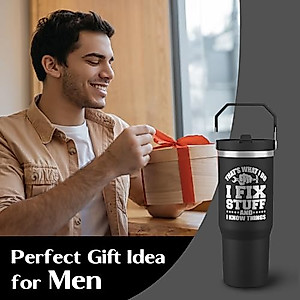 qchdln Funny Gifts For Men - That's What I Do I Fix Stuff and I Know Things Cup - 30oz Insulated Tumbler with Handle - Cool Fathers Day,Birthday,Christmas Gifts for Dad,Grandpa,Husband,Uncle