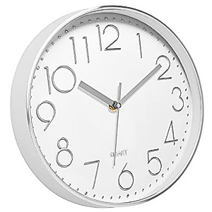 Lumuasky Silent Wall Clock Battery Operated Analog Small Cute Non-Ticking Decorative Clock for Bedroom Kitchen Living Room School Office Classroom Decor (10 inch)
