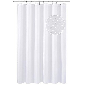 N&Y HOME Hotel Fabric Shower Curtain or Liner, Cloth Textured White Shower Curtain with Bottom Magnets, Machine Washable, 72 x 72 inches for Bathroom