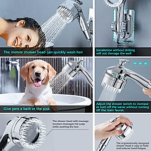 TopVelo 3-In-1 Multifunctional Faucet with 360° Rotating Faucet and Massage Shower Head, Sink Faucet for Daily Washing, Small Pet Bathing, Universal Interface for Sink faucet (Drill-Free Installation)