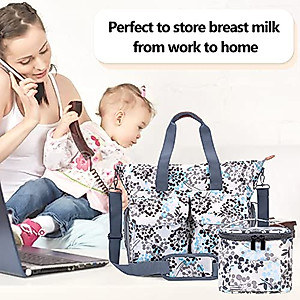 Teamoy Breast Pump Bag with Cooler Bag, Breast Pump Storage Tote with Laptop Sleeve (Up to 14") for Working Moms, Compatible with Spectra S1,S2, Medela, Dandelion(Bag ONLY)