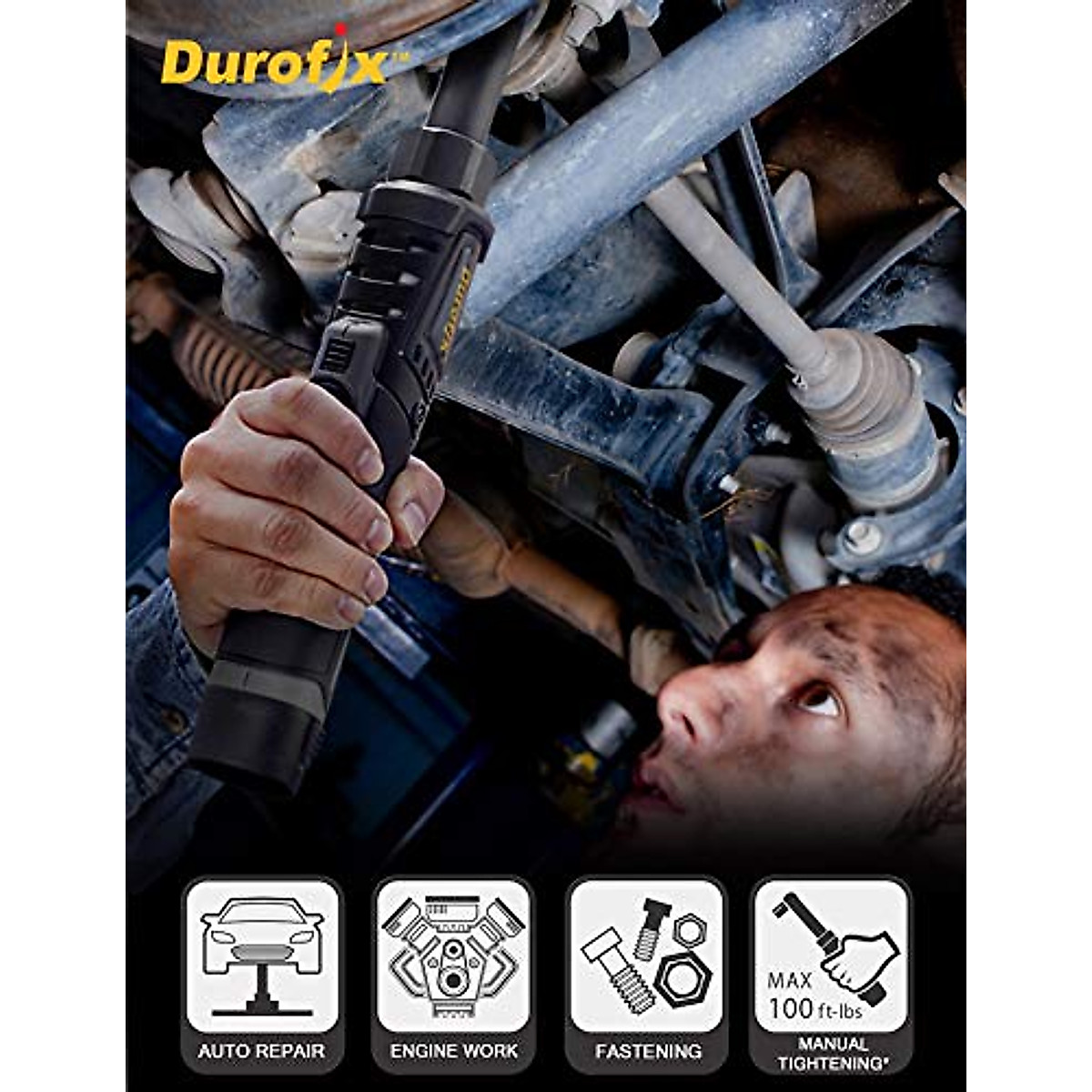 Durofix RW1216-32 G12 Series 12V Li-ion Cordless 3/8” 65 ft-lbs. Extended Ratchet Wrench Tool Kit with 2 Batteries and Canvas Bag