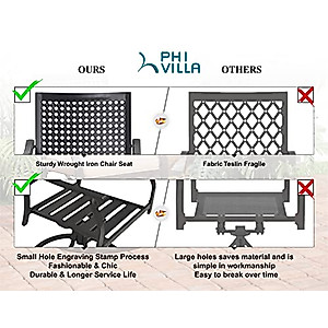 PHI VILLA Patio Swivel Dining Chairs Set of 2, Outdoor Kitchen Garden Metal Chair with Cushions, Patio Furniture Chair with Armrest, Black Frame