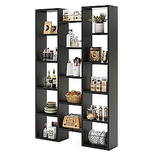 LITTLE TREE 14 Cube Bookshelf Bookcase for Small Space,Black
