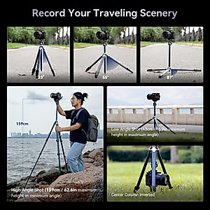 SmallRig AP-02 Lightweight Travel Tripod, 63" Camera Tripod with Compact Unconventional Center Column, 360° Ball Head, QR Plate, Travel Bag, Load up to 17.6 lbs / 8 kg, for Most DSLR Cameras -4222