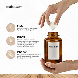 MAISONOVO Foaming Soap Dispenser - Hand Soap Refills for Foaming Dispenser - Amber Bottle 14 oz - 12 Mix Tablets