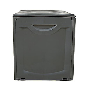 Ram Quality Products Plastic 90 Gallon Outdoor Lockable Backyard Storage Bin Deck Box for Cushions, Toys, Pool Accessories, and Towels, Gray