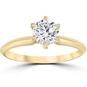 Certified 3/4 Carat Natural Solitaire Diamond Engagement Ring 14k Yellow Gold
