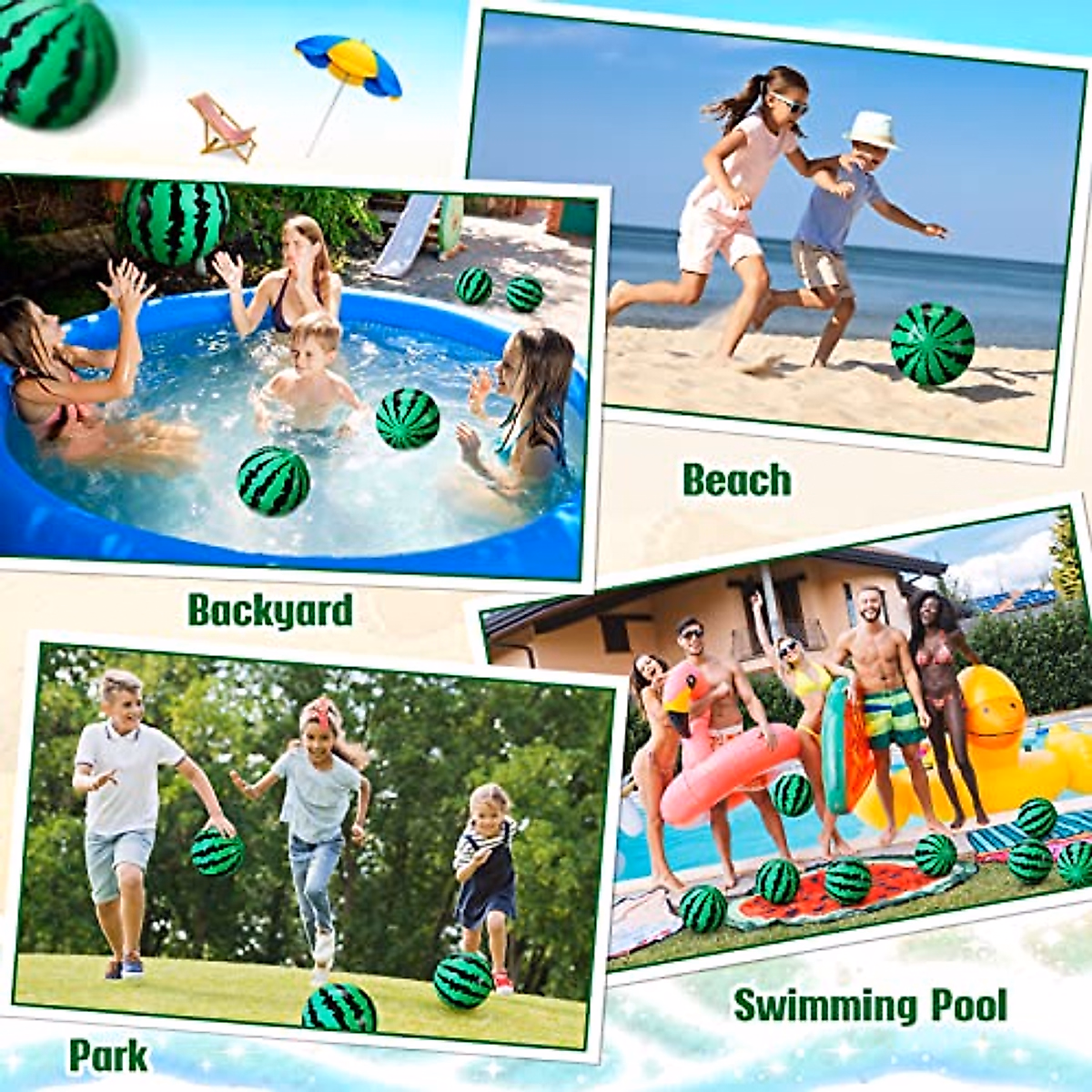 Lenwen 10 Pcs Pool Toys 14 Inch Large Inflatable Beach Ball with Inflator for Kids Adult Teen Summer Vacation Fun Swimming Pool Water Games Party Supplies