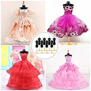 Healifty 8pcs Doll Dress Form Model Mini Mannequin Dress Form Cloth Gown Clothing Demountable Display Stand Small Mannequin Model Supports for Dollhouse Display Holder Toy Black
