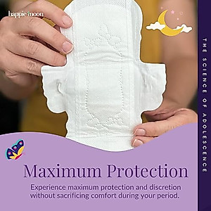happie moon Tween Pads | Small 100% Cotton First Period Pads for Tweens and Teens | Ultra Thin Pads with Wings | Zero Chlorine, Bleach, Dyes and Fragrance | Teen Pads, 20 Count
