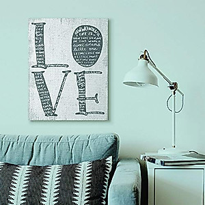 Stupell Industries Love Kids Family Home Paint Texture Neutral Grey Word, Design by Artist Daphne Polselli Wall Art, 30 x 40, Canvas