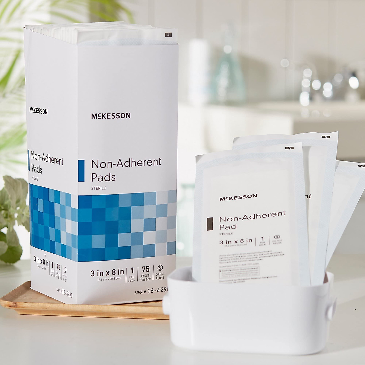 McKesson Non-Adherent Dressing Pads, Sterile, Nylon/Polyester, 3 in x 8 in, 75 Count, 1 Pack