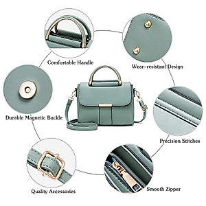 PORRASSO Fashion Shoulder Bag Women Handbag Top-Handle Bag Crossbody Bag PU Leather Messenger Bag Lovely Bag for Dating Shopping Daily Use Green