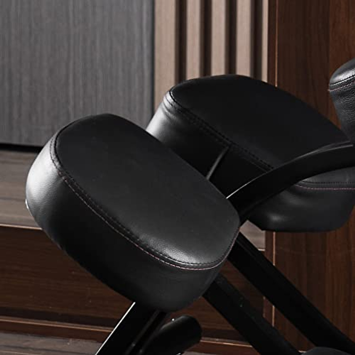 Kneeling Chair Ergonomic for Home and Office，Adjustable Saddle Chair to Improve Your Posture,Comfortable Knees and Footrest,Black,SSS-1458-2D-F