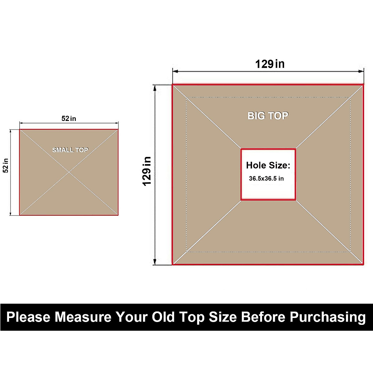SCOCANOPY Replacement roof for Target Madaga Gazebo Model L-GZ136PST,Beige