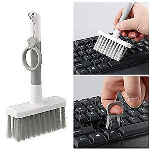 Soft Brush Keyboard Cleaner, Computer Cleaning Tool Kit, 7 in 1 Multipurpose Corner Slit Duster Keycap Puller and Soft Microfiber Brush for Bluetooth Headset Lego Airpods Laptop Camera Lens (Grey)