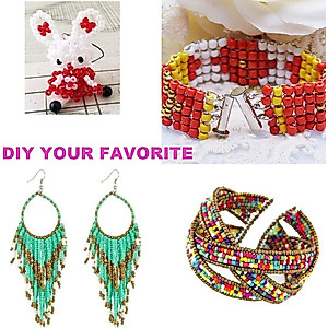 EuTengHao 6000pcs Glass Seed Beads Small Craft Beads for DIY Bracelet Necklaces Crafting Jewelry Making Supplies with Two 0.8mm Clear Bracelet String (4mm, 250 Per Color, 24 Colors)