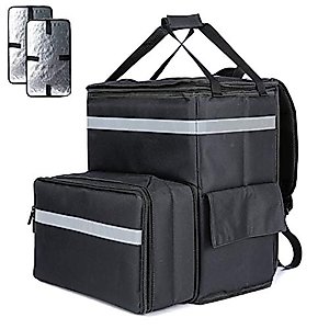 Insulated Pizza Delivery Bag, Food Delivery Backpack, Thermal Backpack for Food Transport,Leak-Proof Soft Sided Cooler Grocery Backpack for Take Out (Black)