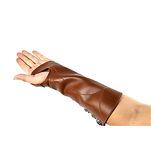 Windfulogo PU Leather Archery Arm Guard Hand Protector Brace Longbow Hunting Shooting Brown for Women & Men