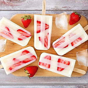 Ozera Popsicles Molds, 10-Cavity Popsicle Maker Molds Silicone Popsicle Molds, Homemade Popcical Molds Ice Pop Molds with 50 Popsicle Sticks, 50 Popsicle Bags