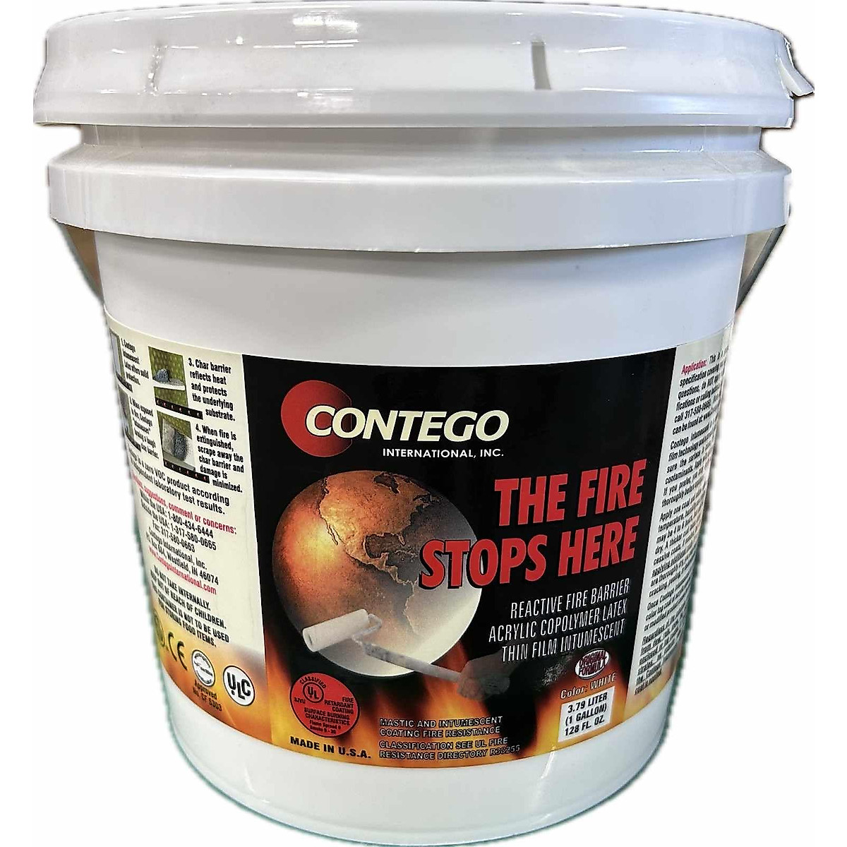 Contego Original Formula Intumescent Fire Resistant Coating (1 gallon) for Homes, Garages, Nurseries, Bedrooms & Kitchens. No VOCs. Restricts Fire Movement, Reduces Smoke