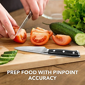 HONJO-MULLER Paring Knife 3.5 Inch - Ultra Sharp Kitchen Knife made from German Stainless Steel | Professional Small Knife for Cutting, Slicing, and Dicing Food | Fruit and Vegetable Knife