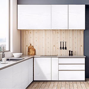 seonta White Contact Paper 16"x118" Wood Peel and Stick Wallpaper Waterproof Removable Self Adhesive Wall Paper Sticker Cover Wood Vinyl Wrap for Countertop Desk Table Cabinets