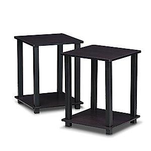 Furinno Simplistic Set of 2 End Table, Dark Walnut