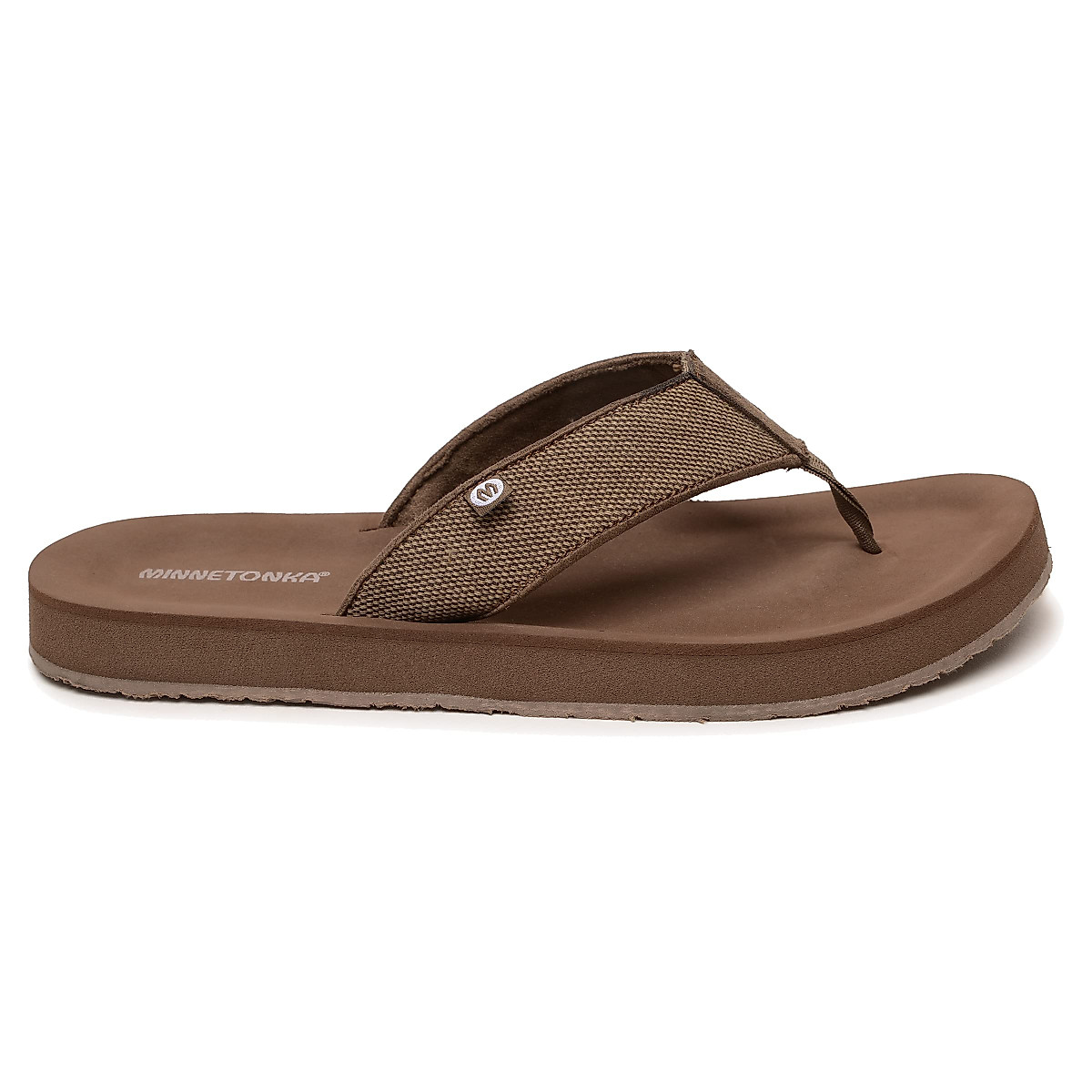 Minnetonka Men's Heath Flip Flop Sandal, Brown, Size 10