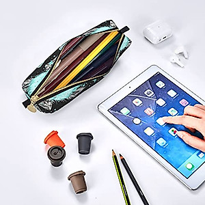 Pearls Diamonds And Feathers Pencil Case Portable Pen Pouch With Zipper Leather Pencil Bag Storage Box Stationery Organizer For Office Work