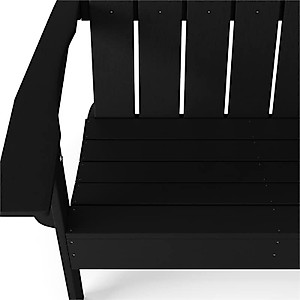 Flats & Castles Ellie HDPE Outdoor Weather Resistant Modern Adirondack Love Seat (Black)