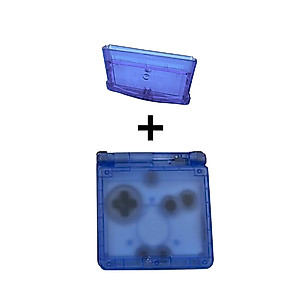 Cowhilan Replacement Clear Full Housing Shell Case Compatible with Gameboy Advance SP GBA SP Console, Send with Game Card Shell, Transparent Blue