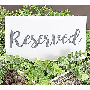 Darware Hanging Wooden Reserved Signs (6-Pack, White); Rustic Style Wood Signs for Weddings, Special Events, and Functions