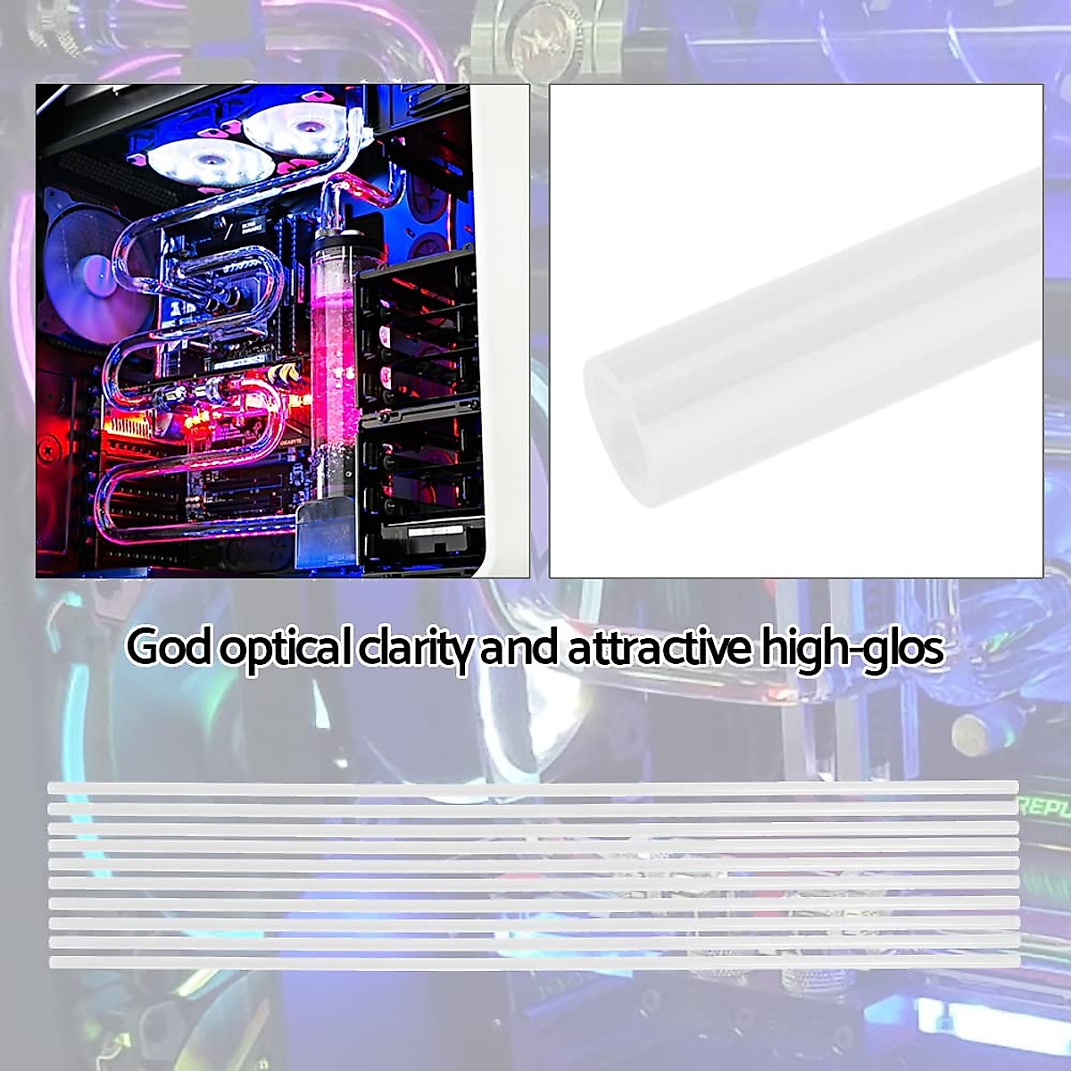 1000MM 10,20x14MM Water Cooling Tube, PETG Colorful Acrylic Water Cooled Pipe Fitting for Computer Color & Quantity Optional Transparent 10pcs