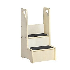 RRI Goods 2 Step Up Stool for Toddlers and Kids with Support Handles and Non Slip, Montessori Wooden Reach Up Safety Steps for Bathroom, Kitchen [Black]