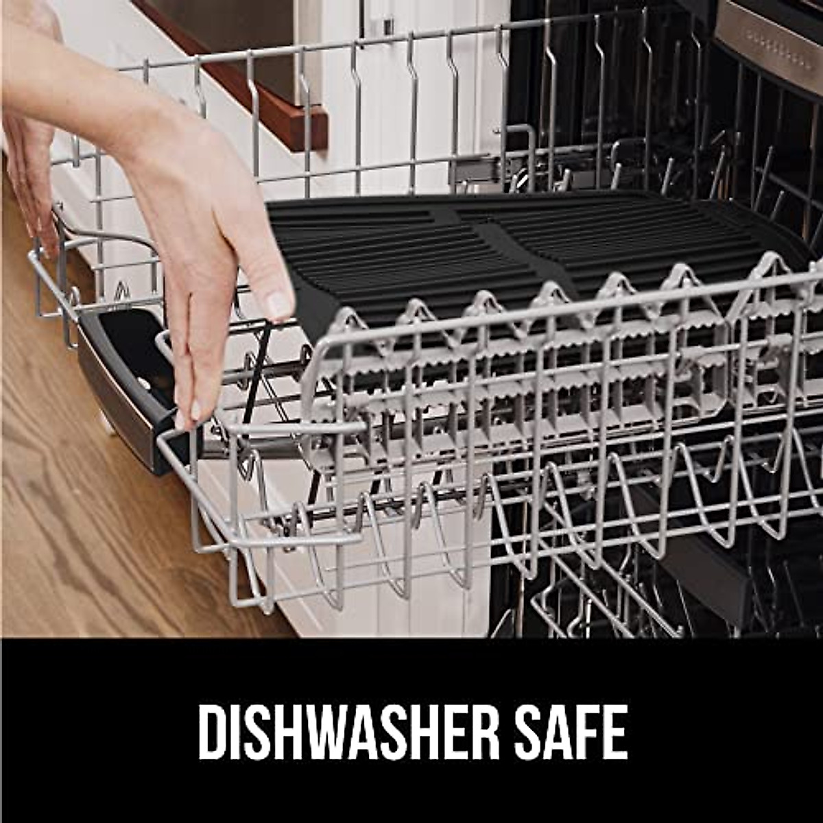 Gorilla Grip Dish Drying Mat for Kitchen Counter, 18x24, Slip Resistant Silicone Quick Dry Pad for Washing Dishes, Heat Resistant Waterproof Dishwashing Rack, BPA Free Sink Mats, Easy Cleaning, Black