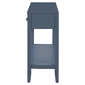 Modern 3-Drawer Console Table with 1 Shelf,Solid Wood Entryway Sofa Side Table for Hallway, Living Room, Foyer, Corridor, Easy to Assemble (Blue#3-Drawer)